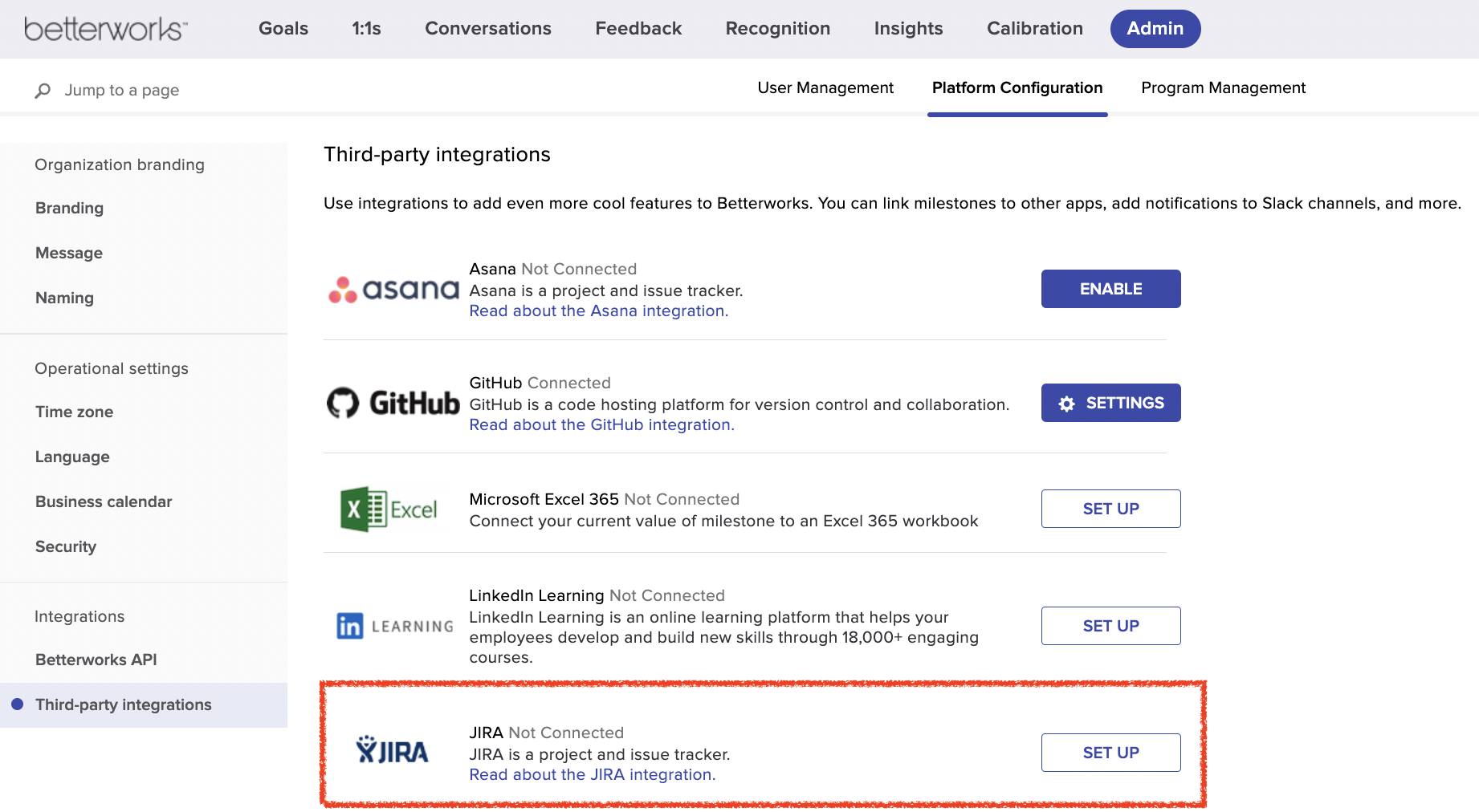 Integrations: Jira (Administrators) – Betterworks