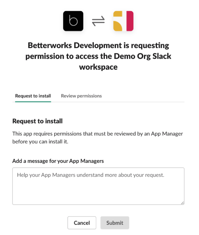 Integrations: Slack (Administrators) – Betterworks