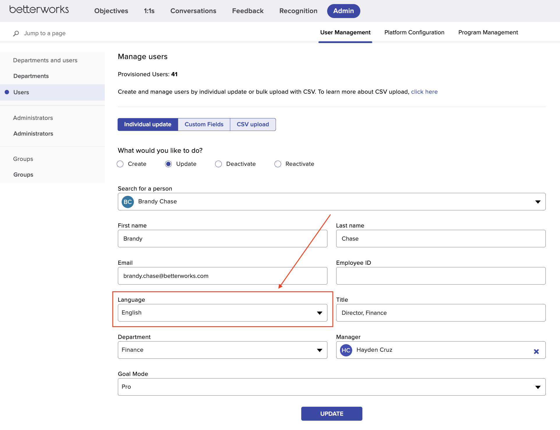 Platform Configuration: Language – Betterworks