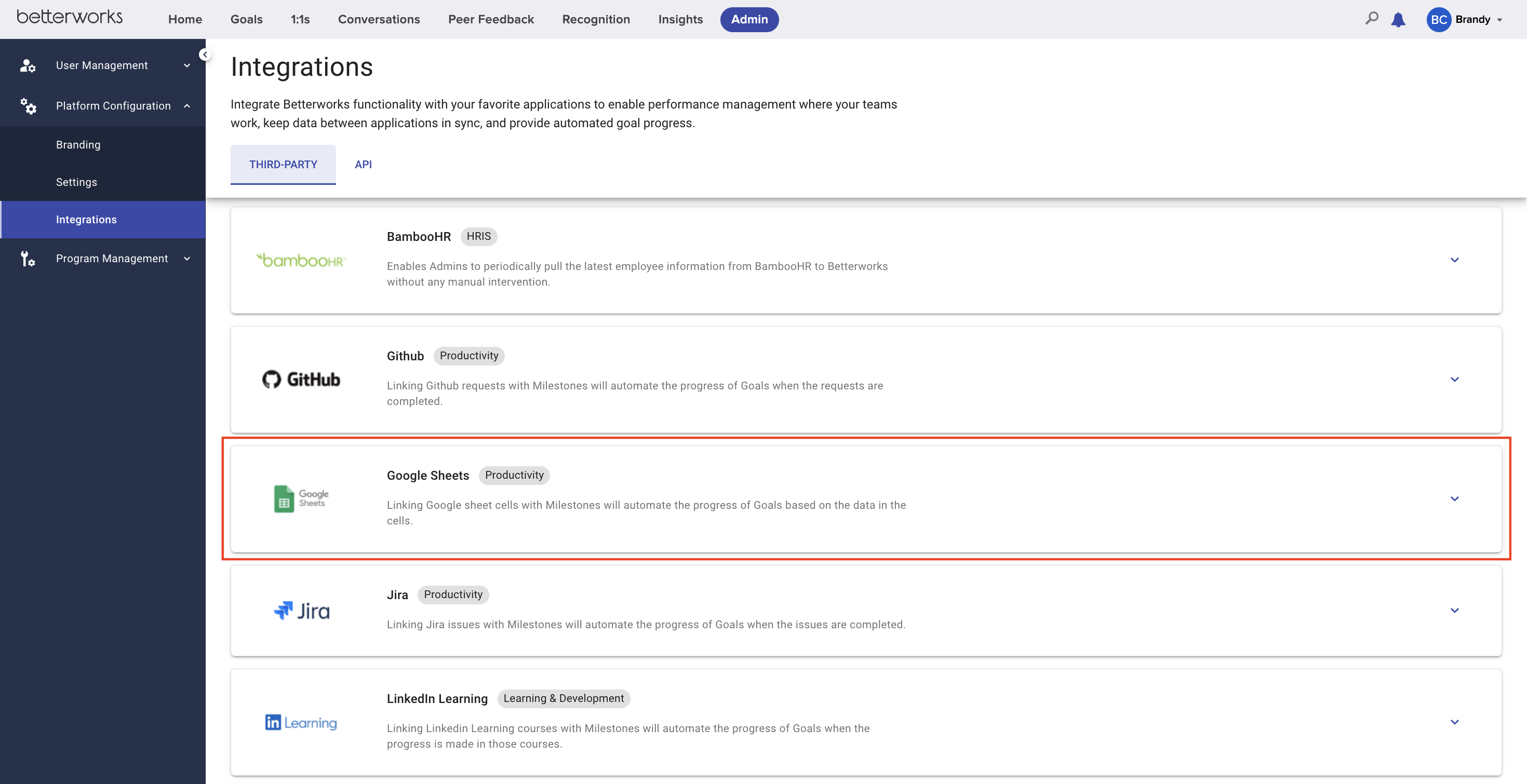 Google Sheets Integration (NextGen) – Betterworks