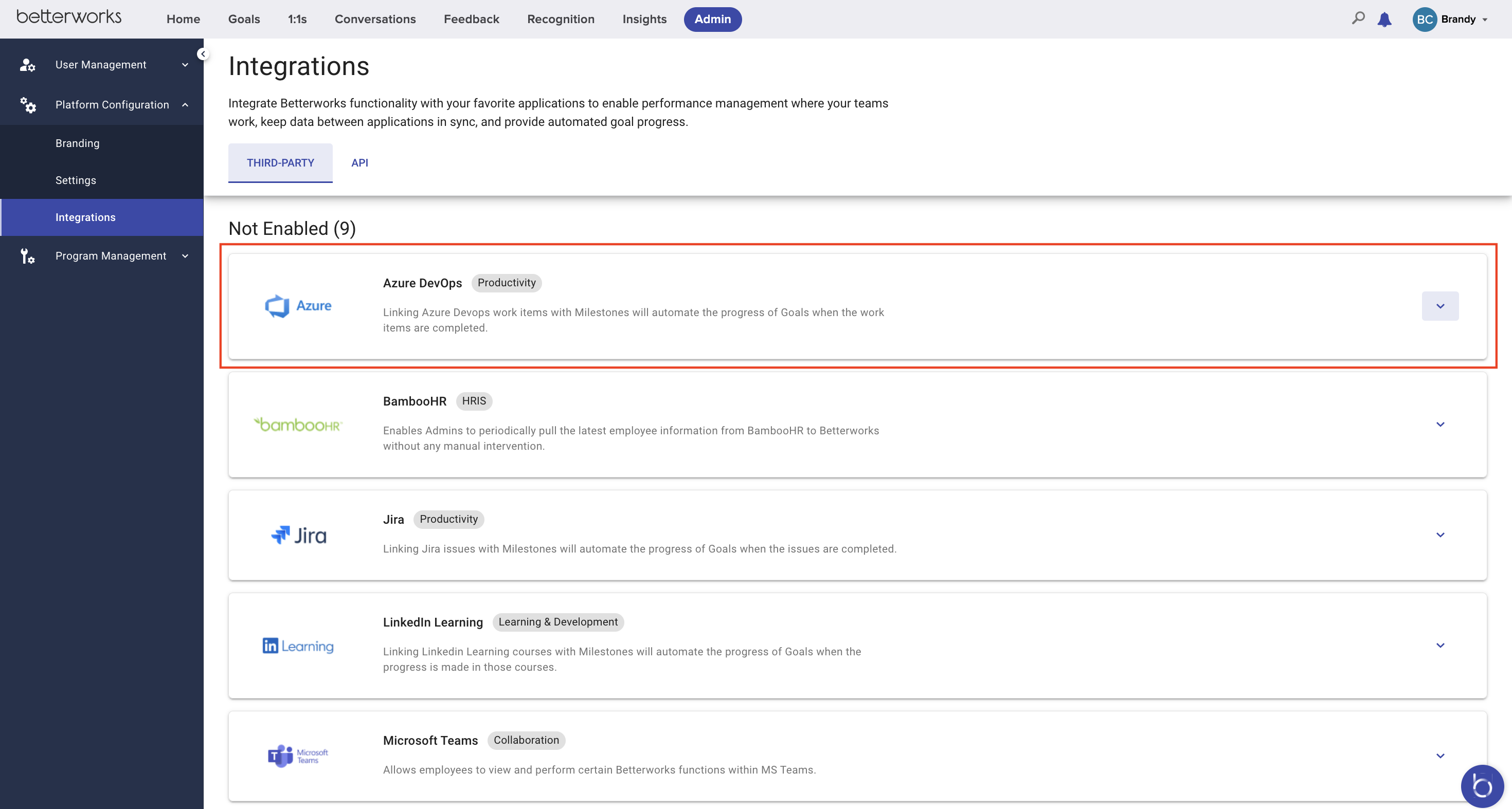 Microsoft Azure DevOps Integration (NextGen) – Betterworks